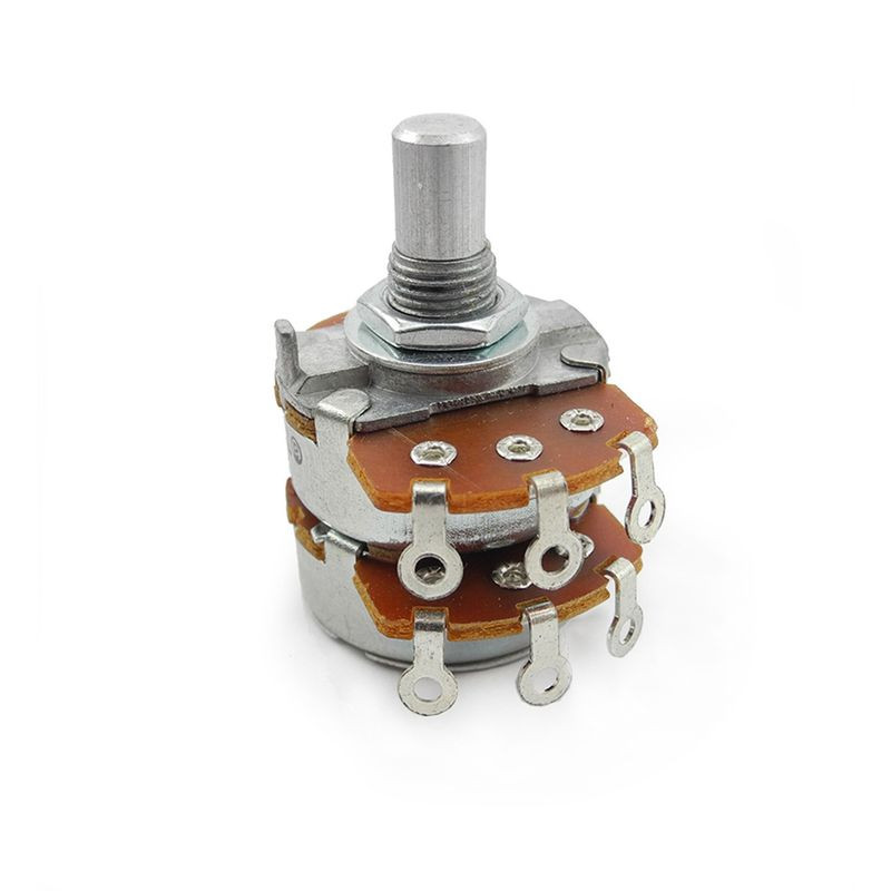 POTENTIOMETER, ALPHA, DUAL LINEAR B100KX2, SOLID SHAFT, LUGS, 24MM